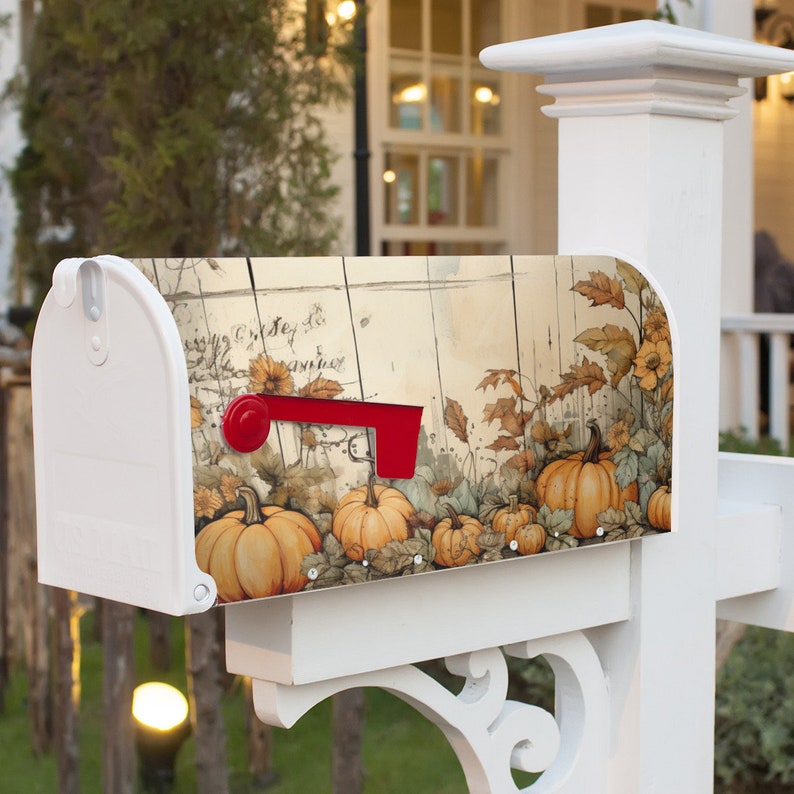Autumn Mailbox Cover, Fall Pumpkins Mailbox Covers, Magnetic House Art ...