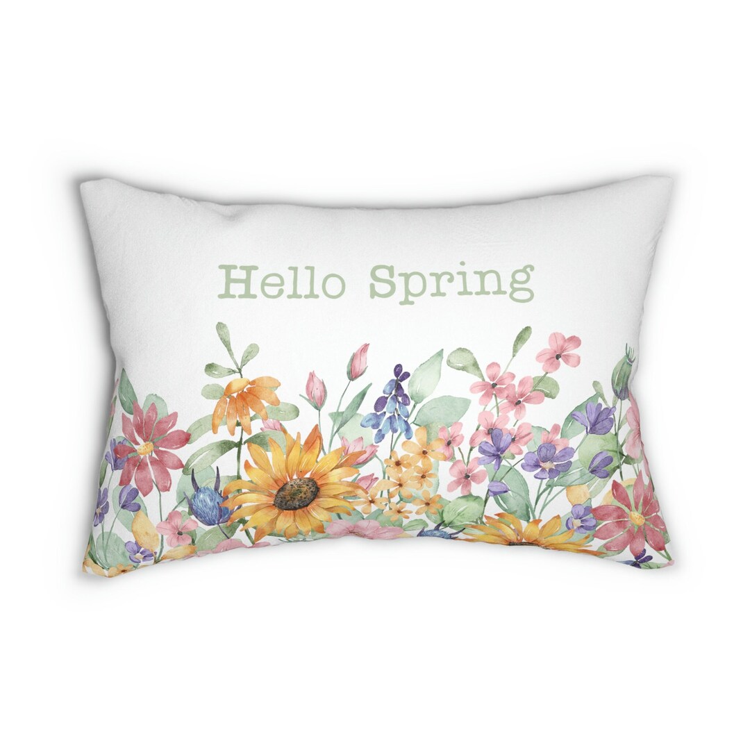 Hello Spring Lumbar Pillow, Hello Spring Pillow, Farmhouse Decor ...