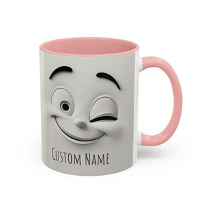 Winking Faces Coffee Mug (11, 15oz) Funny Cartoon Personalizable 3D ...