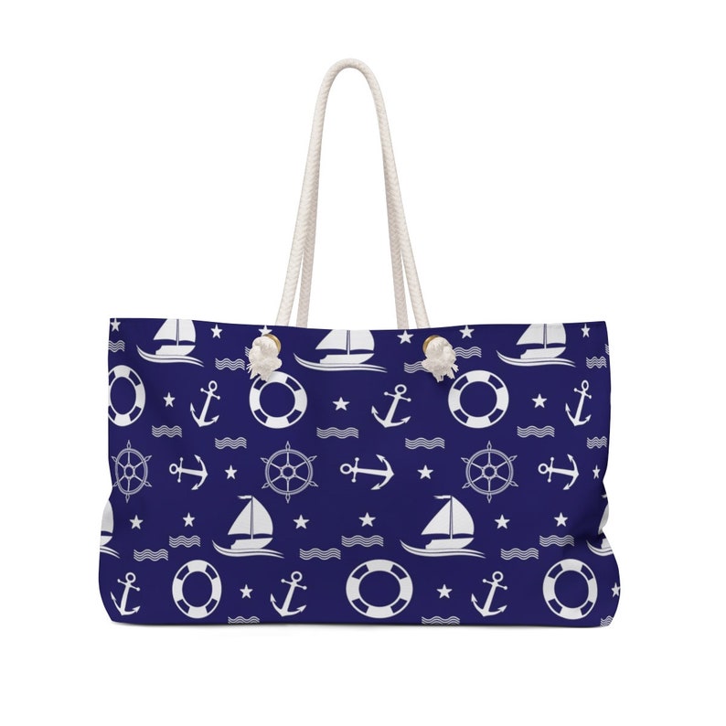 Nautical Weekender Bag, Weekender Bag With Rope Handles, Large Tote for ...