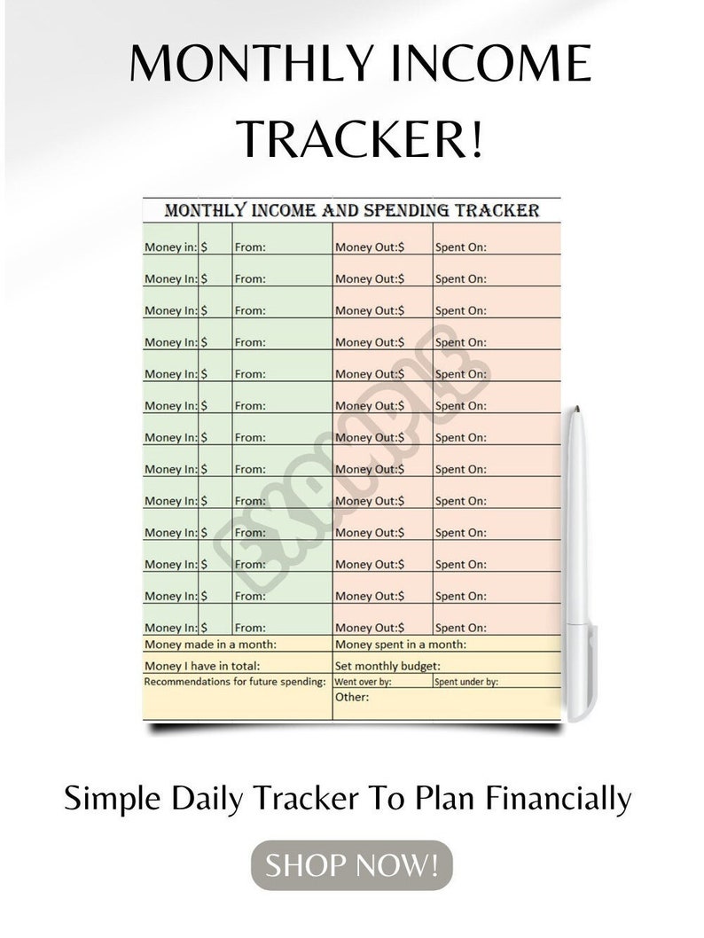Monthly Budget Planner Printable Financial Tracking Monthly Budget ...