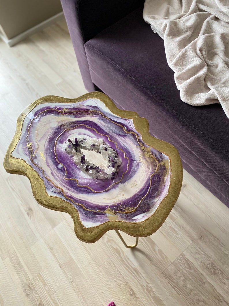 Amethyst Geode Table Unique Epoxy Coffee Table Live Edge - Etsy