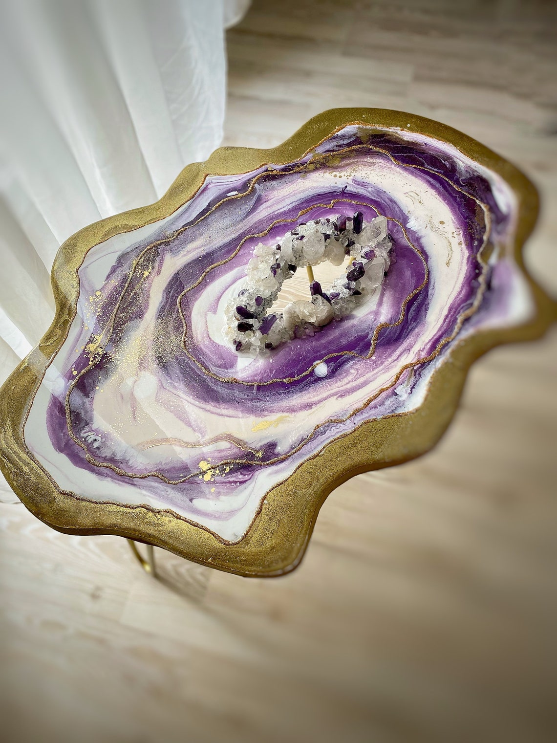 Amethyst Geode Table Unique Epoxy Coffee Table Live Edge - Etsy