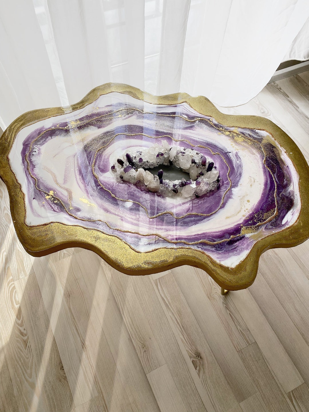 Amethyst Geode Table Unique Epoxy Coffee Table Live Edge - Etsy