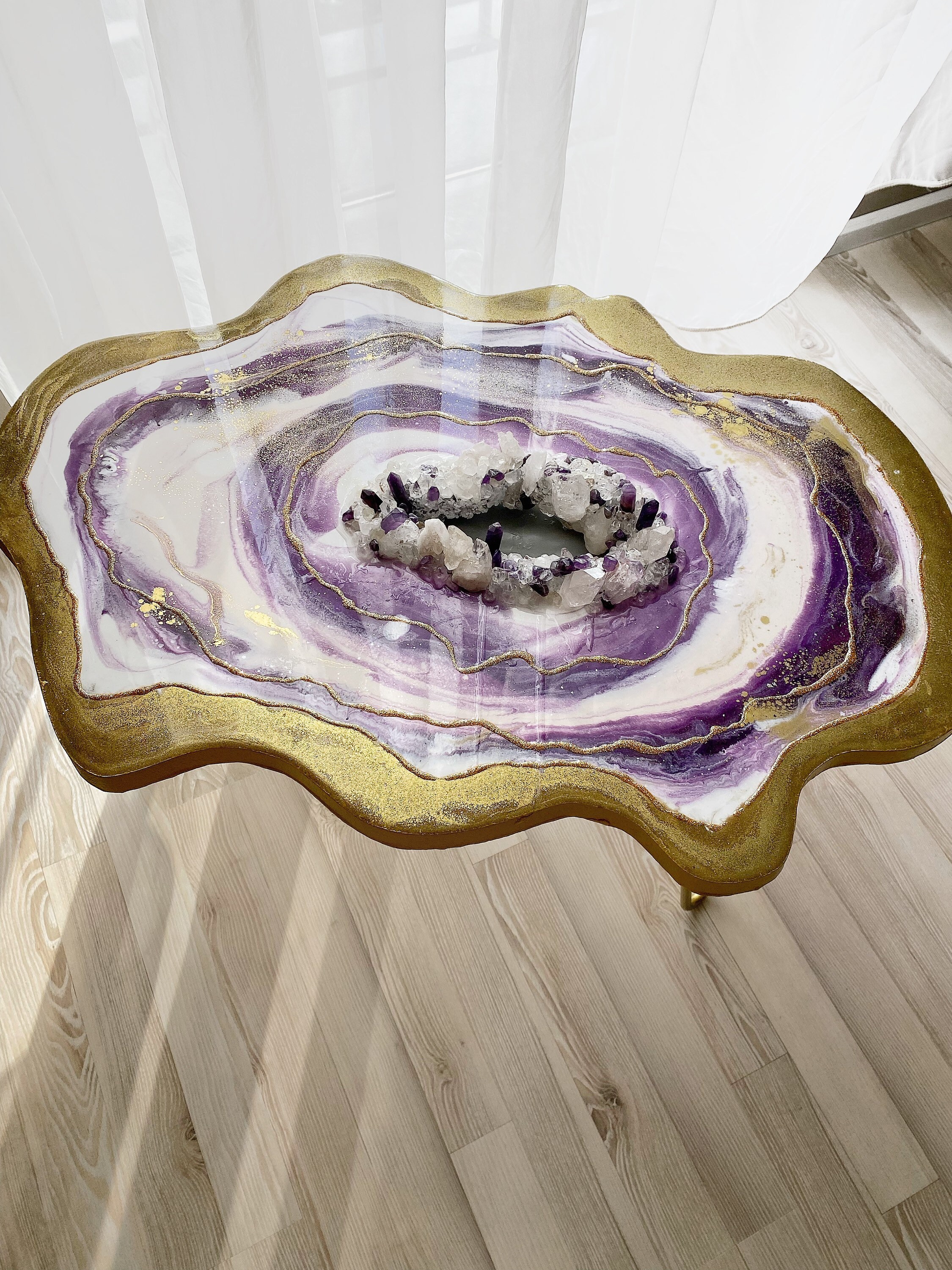 Amethyst Geode Table Unique Epoxy Coffee Table Live Edge - Etsy