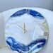 Unique Clock Blue Resin Art Clockepoxy Wall Clockbig Wall Gold&white ...