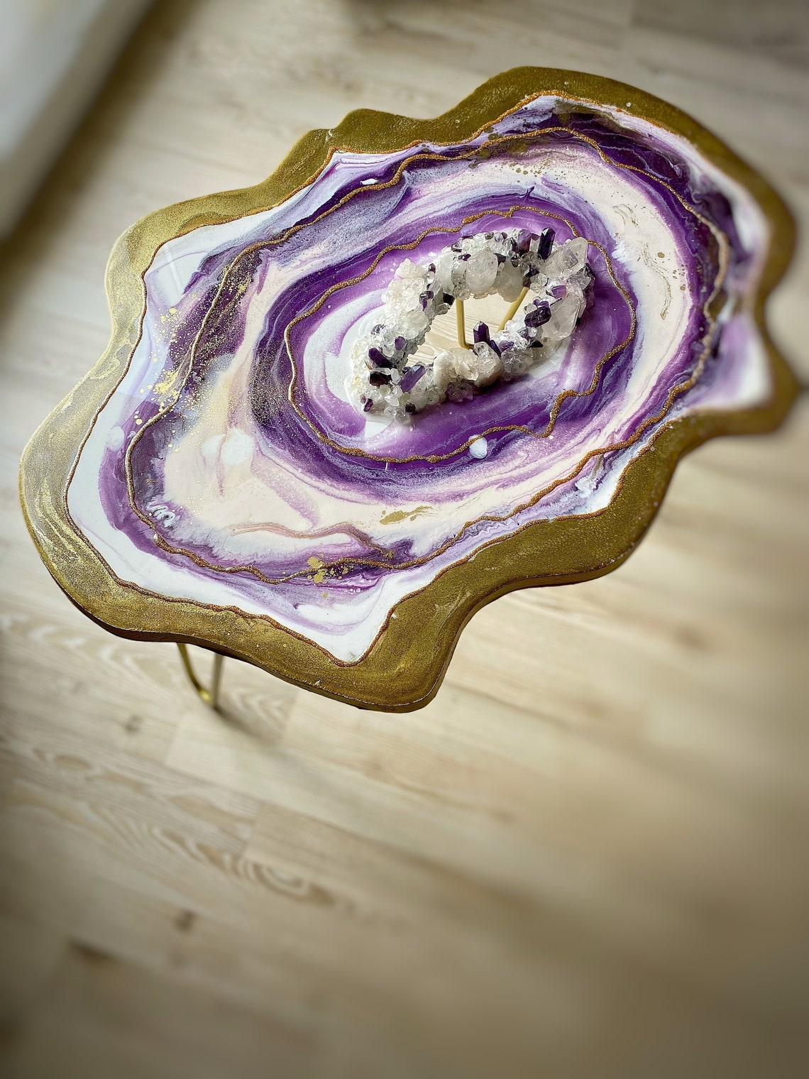 Amethyst Geode Table Unique Epoxy Coffee Table Live Edge - Etsy