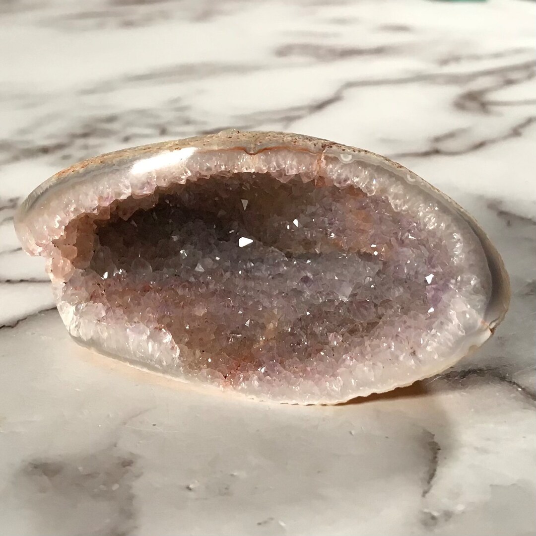 3.45 A Dazzling Amethyst Agate Geode Cave 4.9oz, Polished Banded Edge ...