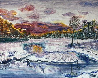 Winter Sky Painting - Etsy