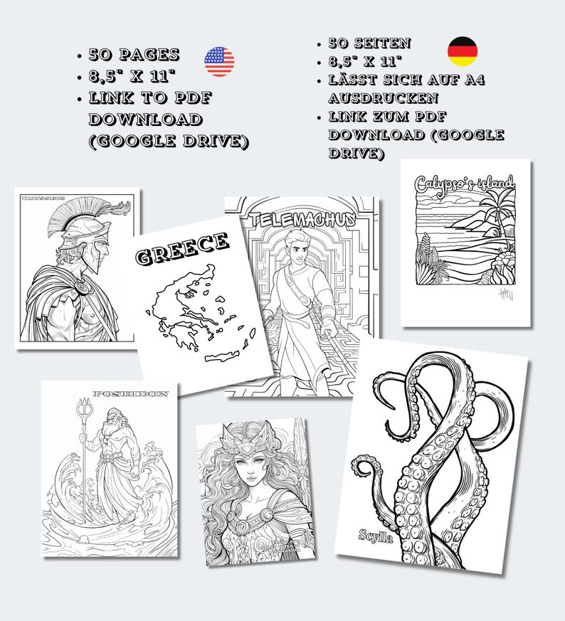 Epic Odysseus Coloring Pages, Coloring Book to Print, Greek Mythology ...