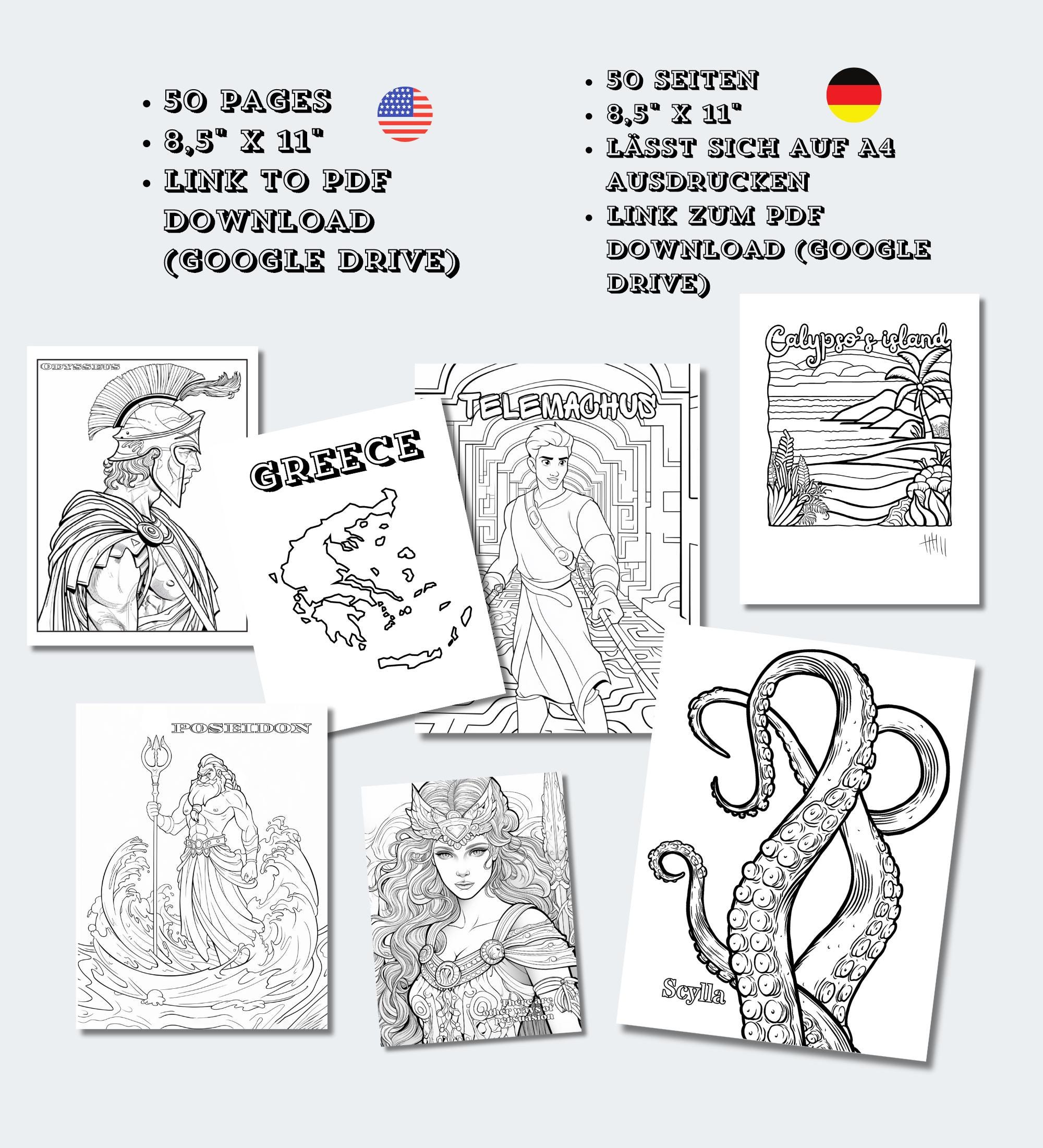 Epic Odysseus Coloring Pages, Coloring Book to Print, Greek Mythology ...