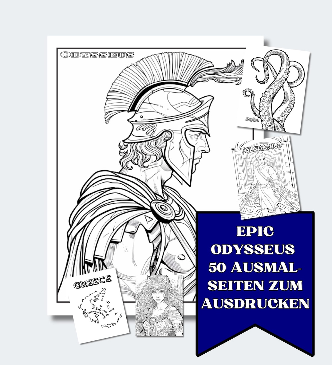Epic Odysseus Coloring Pages, Coloring Book to Print, Greek Mythology ...