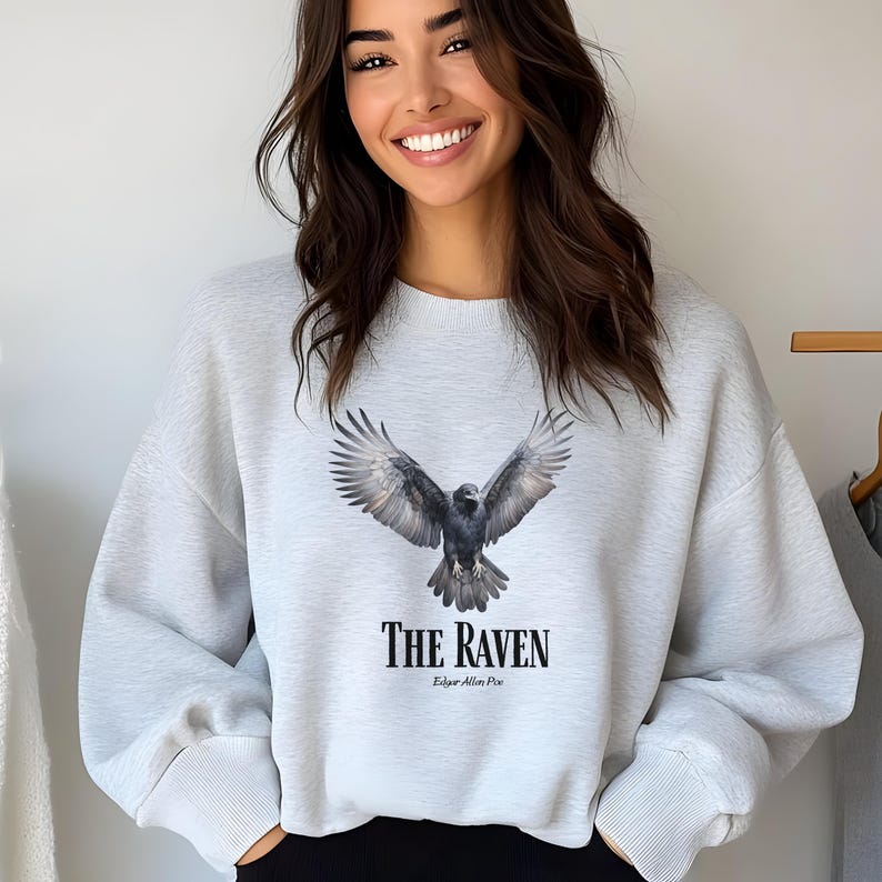 Cozy Sweater THE RAVEN - Poem by Edgar Allan Poe, Crow Sweater, Raven ...