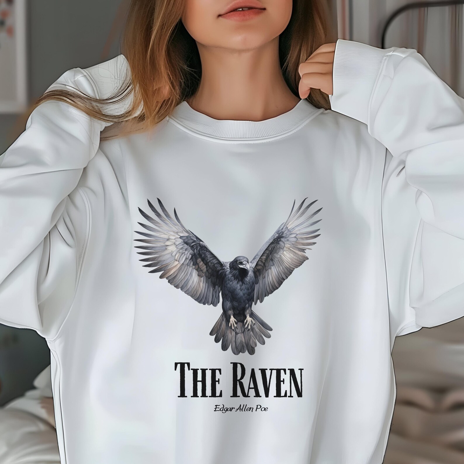 Cozy Sweater THE RAVEN - Poem by Edgar Allan Poe, Crow Sweater, Raven ...