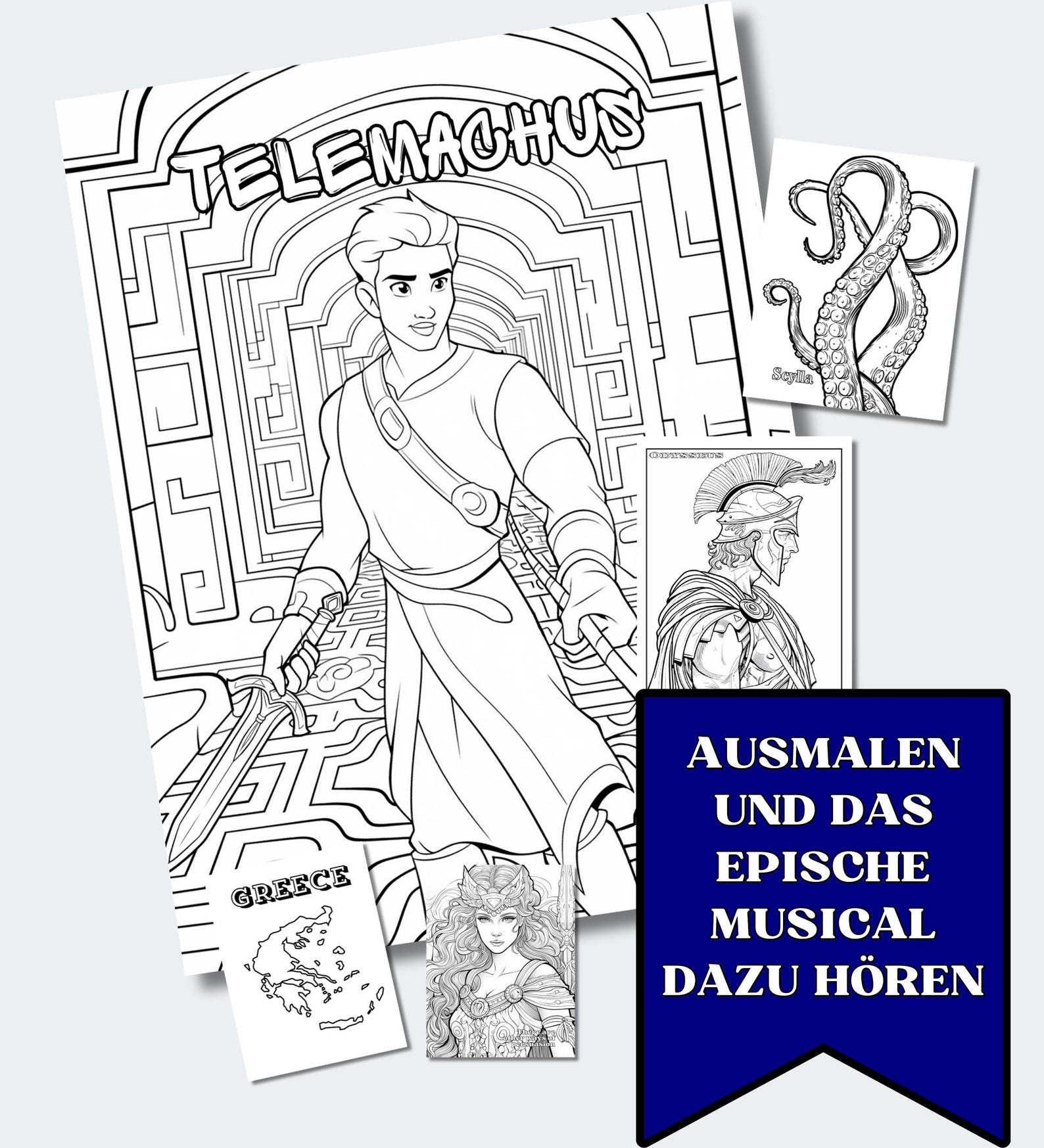 Epic Odysseus Coloring Pages, Coloring Book to Print, Greek Mythology ...