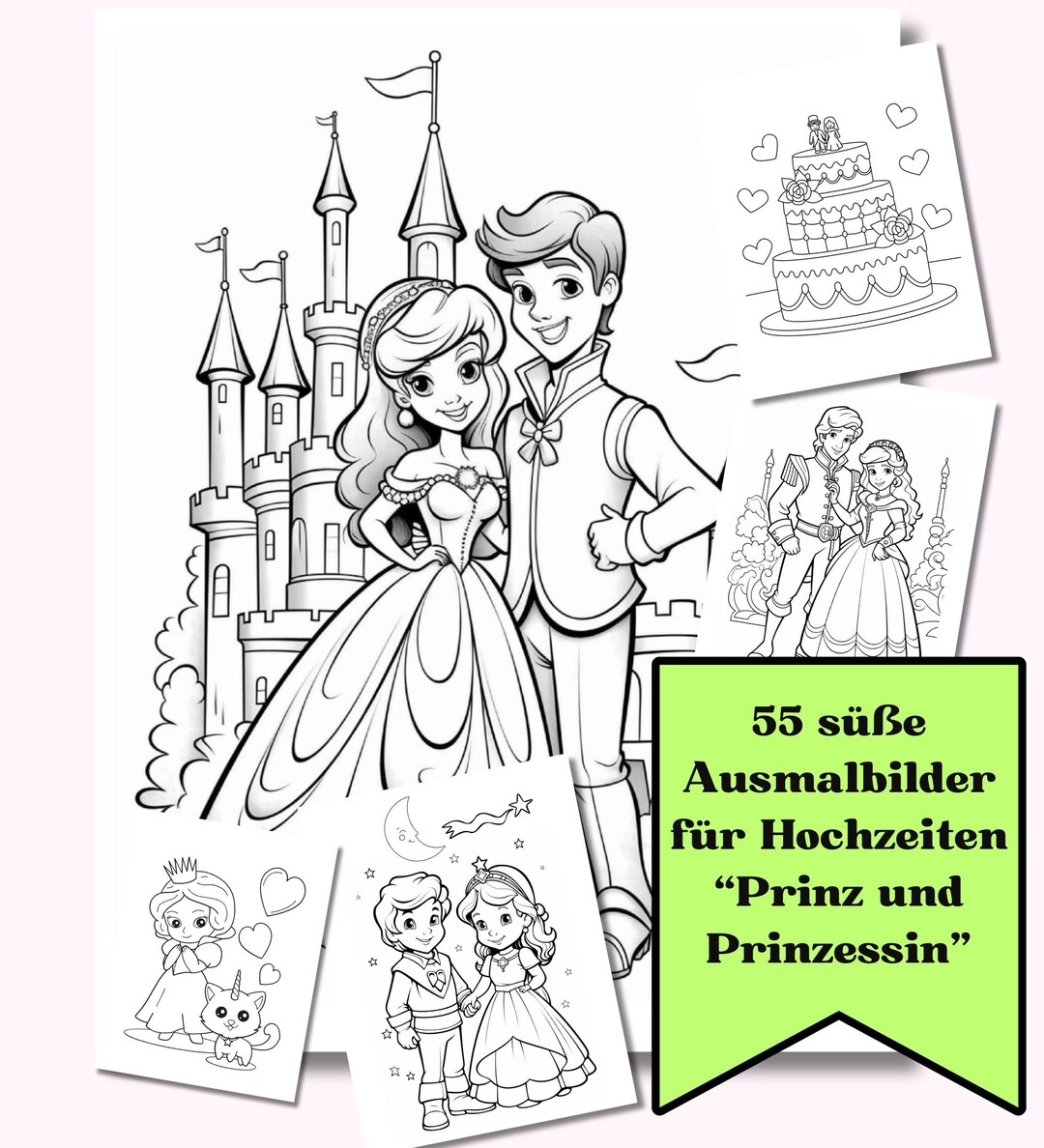 Wedding Coloring Pages "prince and Princess, Digital Download, Coloring ...