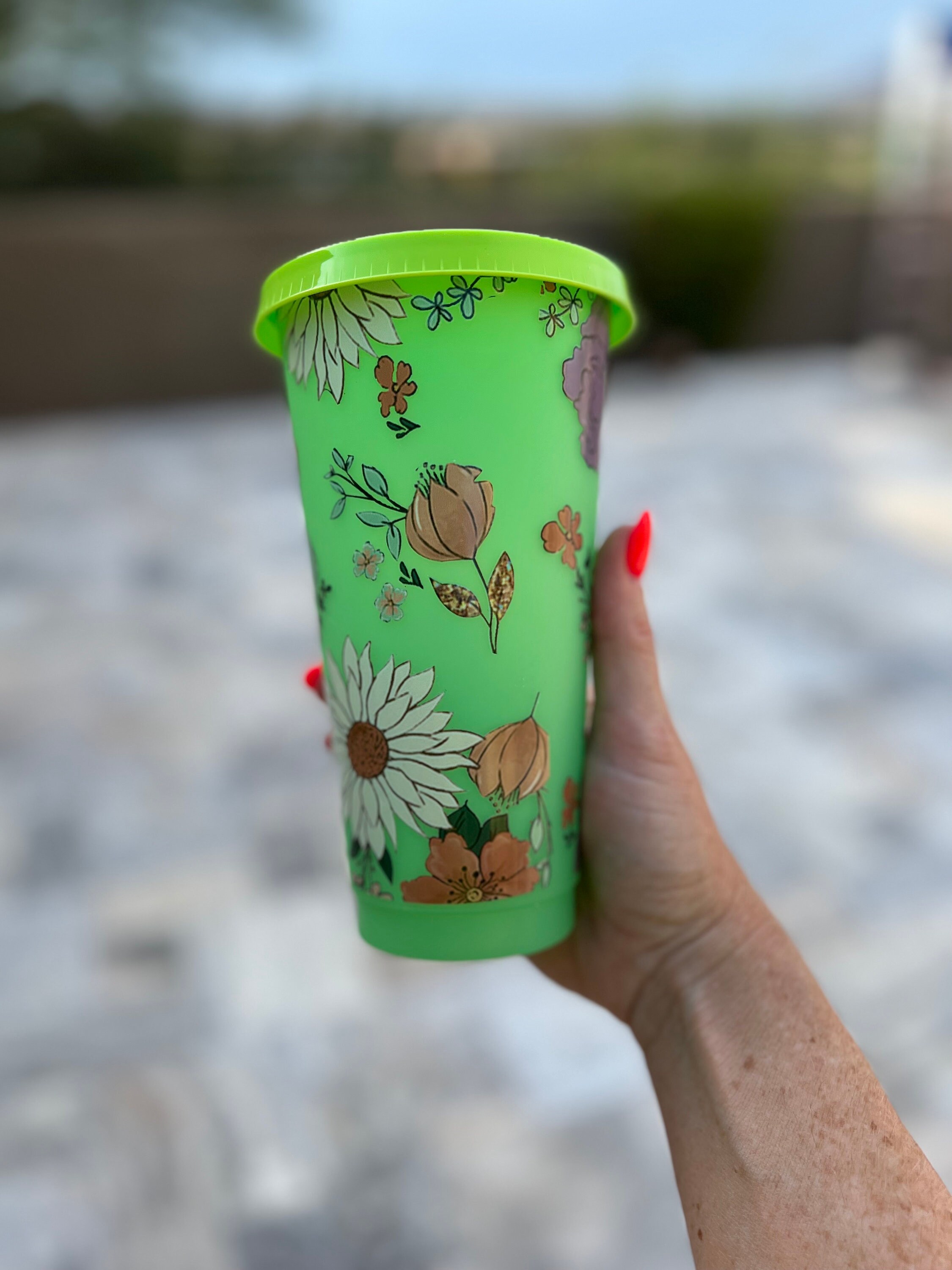 Vintage Garden Flower 24oz Color Changing Cup / Color Changing Cup ...