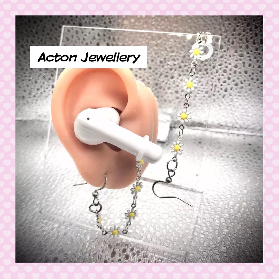 Daisy Air Pods Ear Buds Safety Chain Earrings Hook in Daisy Flower ...