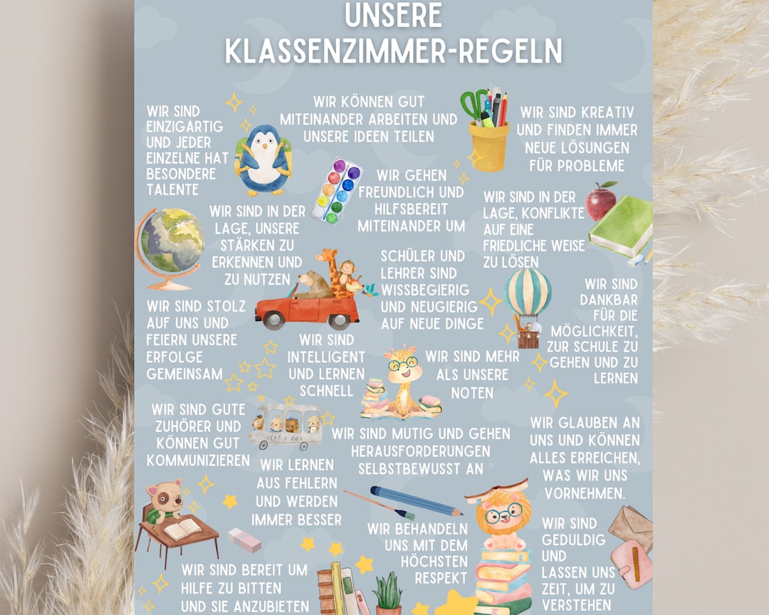 Klassenzimmer Regeln, Positive Glaubenssätze Schulklasse ...