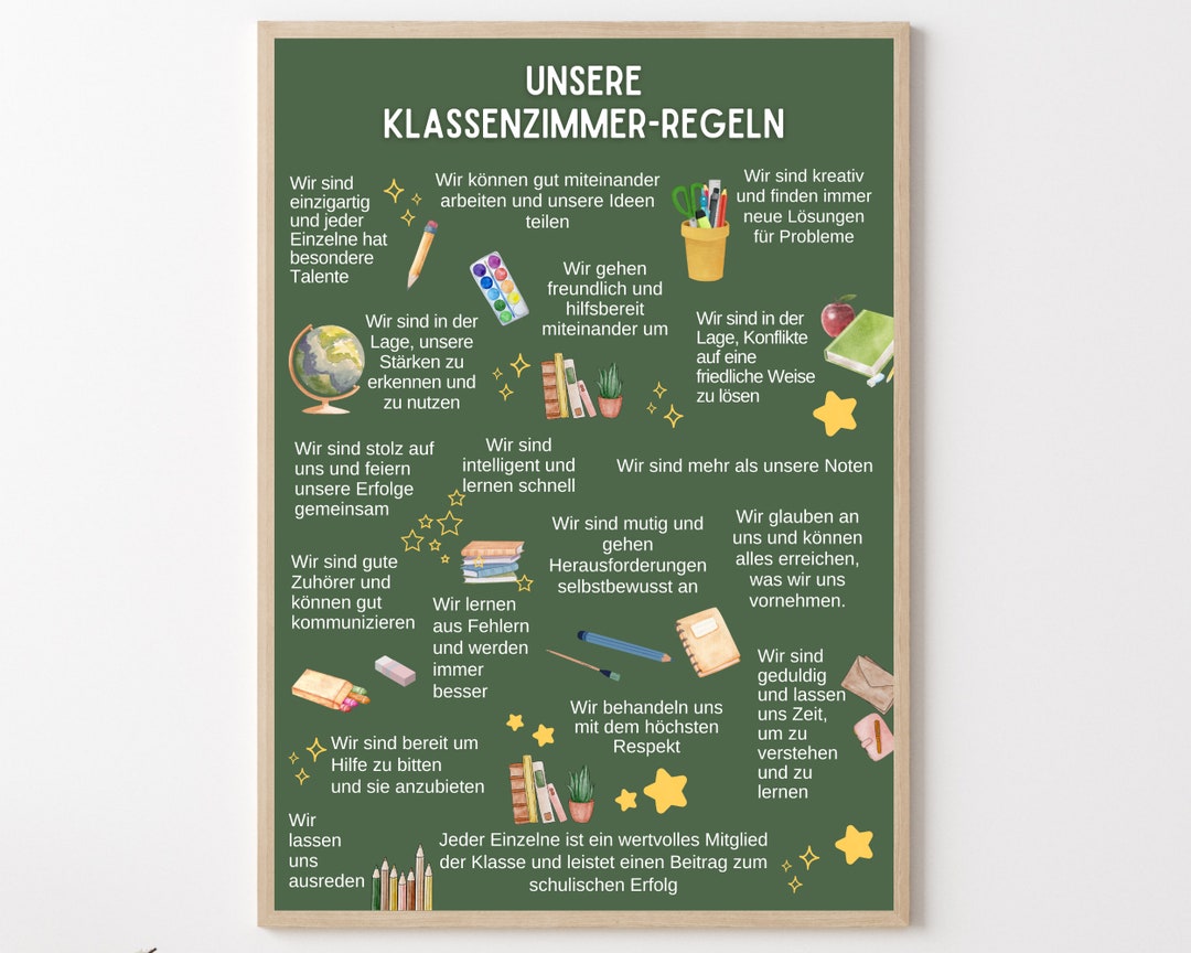 Klassenzimmer Regeln, Positive Glaubenssätze Schulklasse ...