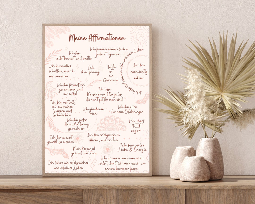 Affirmationsposter Selbstliebe Boho Stil, Tägliche Affirmationen ...