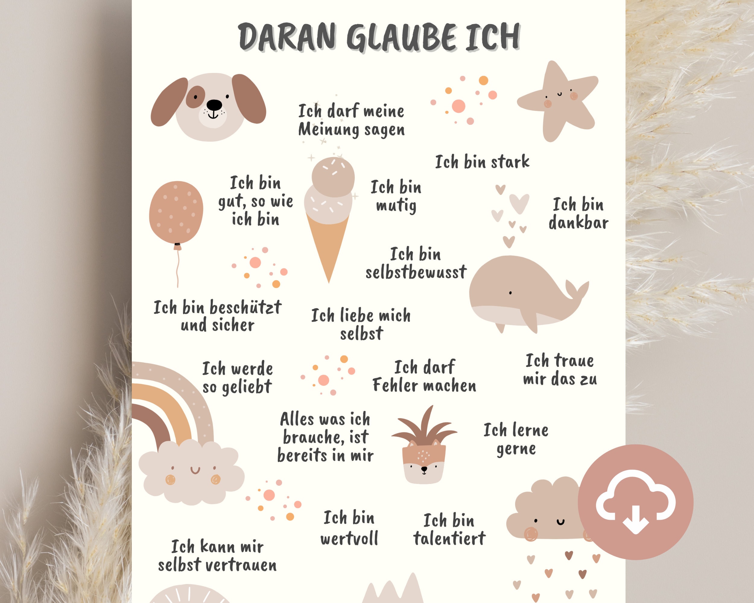 Mutmach - Poster, Affirmationen für Kinder, Boho Dekoration ...