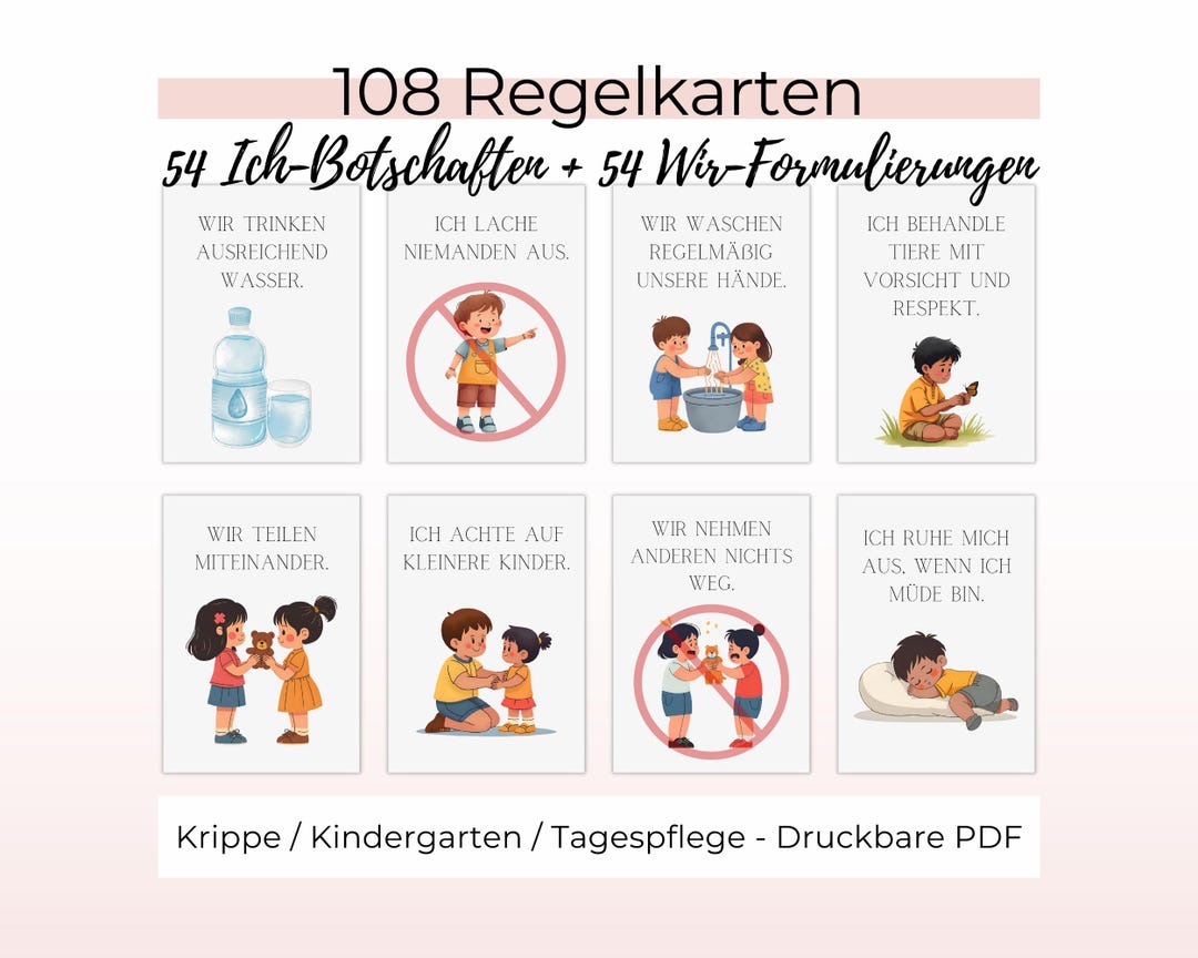 Regelkarten Kita Bildkarten Kindergarten Und Kinderkrippe - 108 ...
