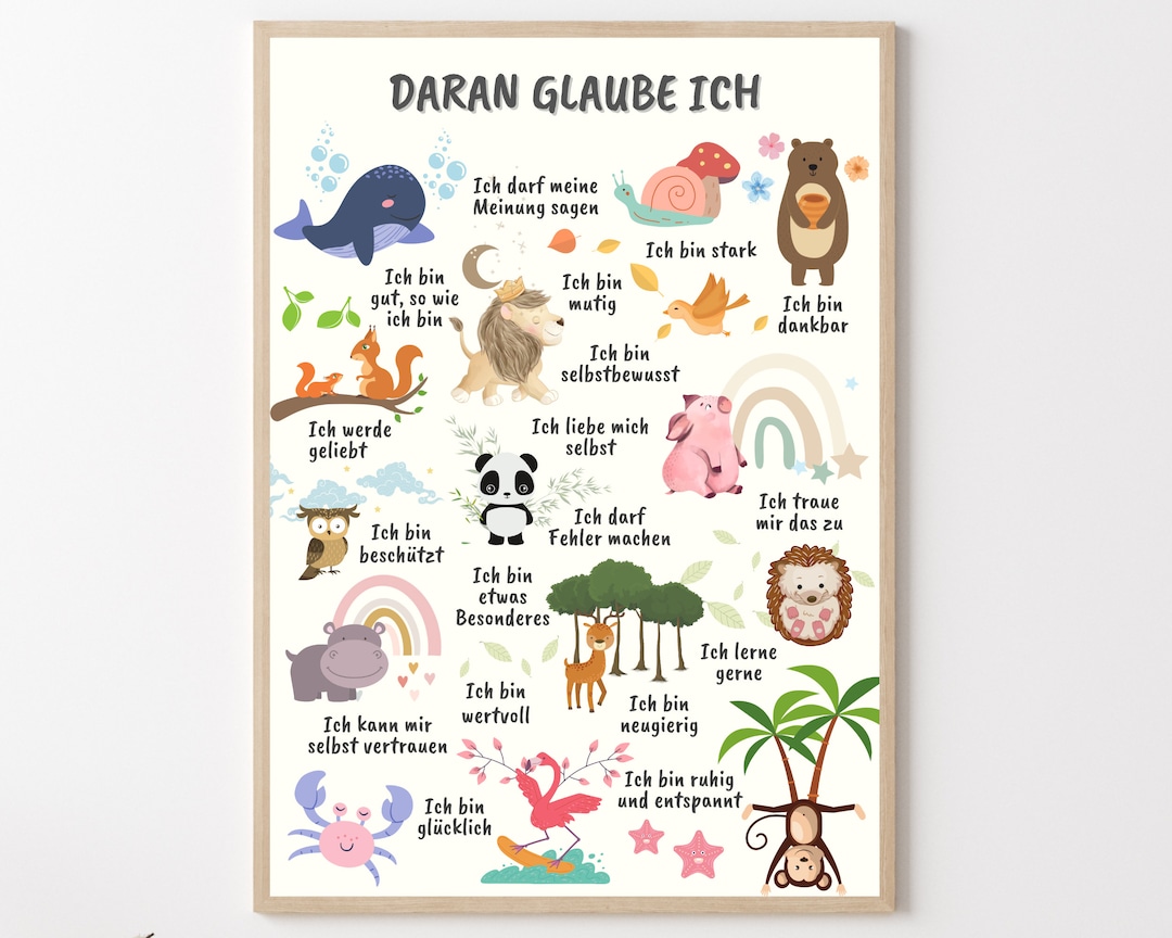 Mutmach Poster, Affirmationen für Kinder, Dekoration Kinderzimmer ... Mutmach Poster, Affirmationen für Kinder, Dekoration Kinderzimmer ...