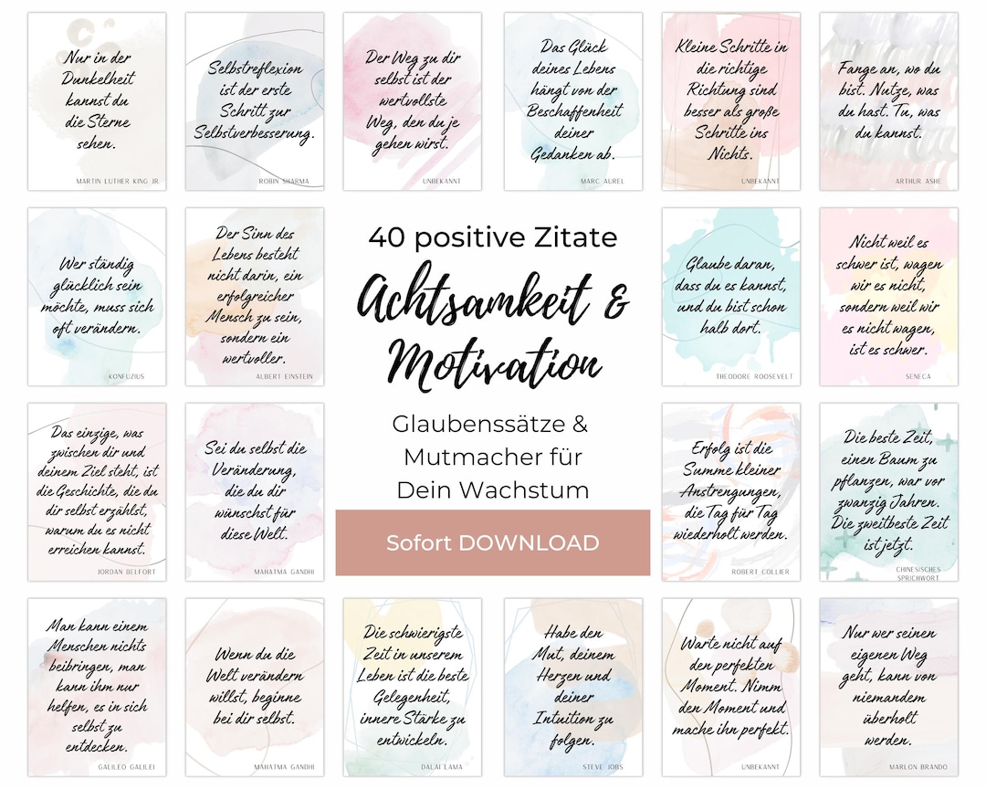 40 positive Sprüche zum Ausdrucken, Sammlung positive Zitate Motivation ...