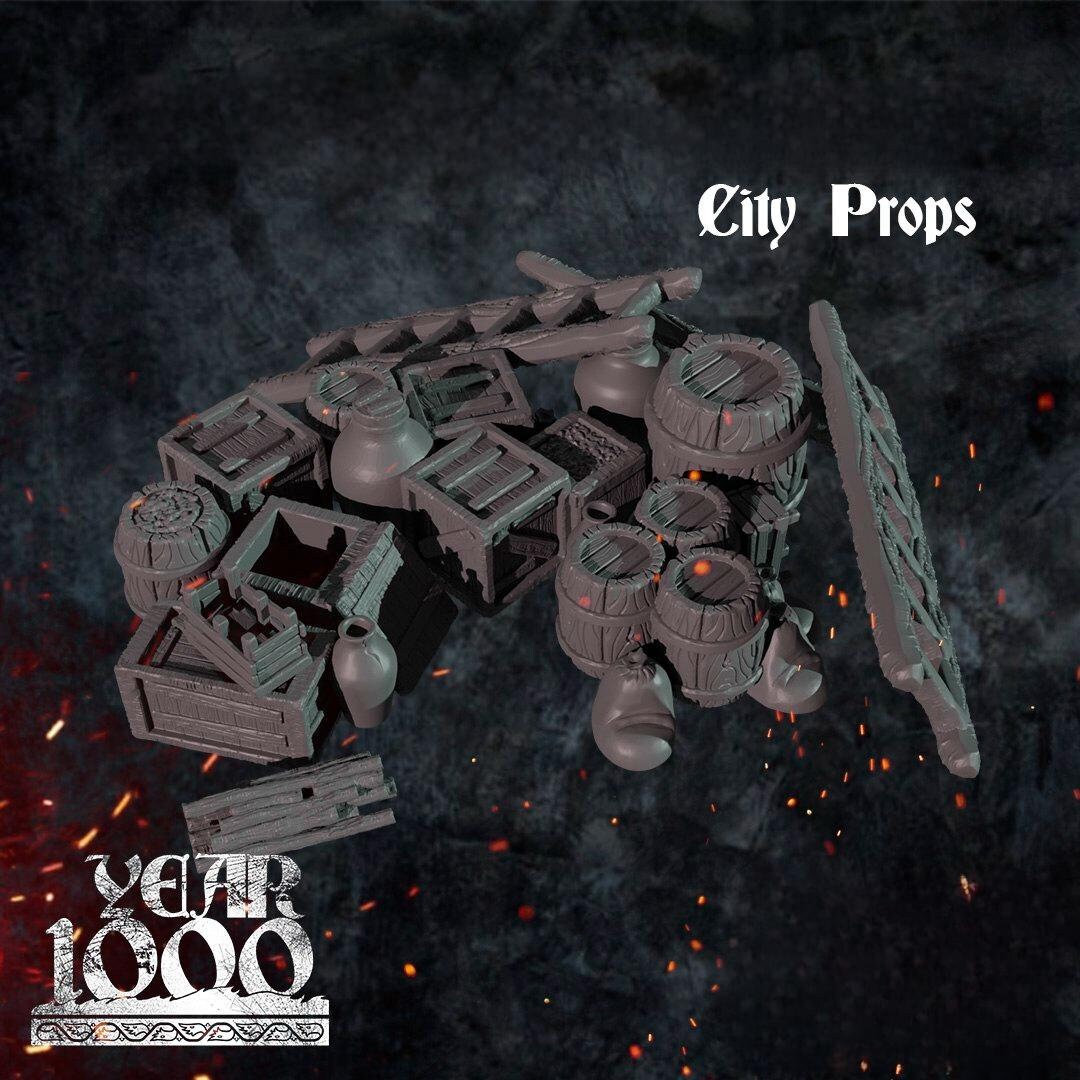 City Props Miniatures Terrain 3D Printed 4K 28mm/32mm D&D - Etsy