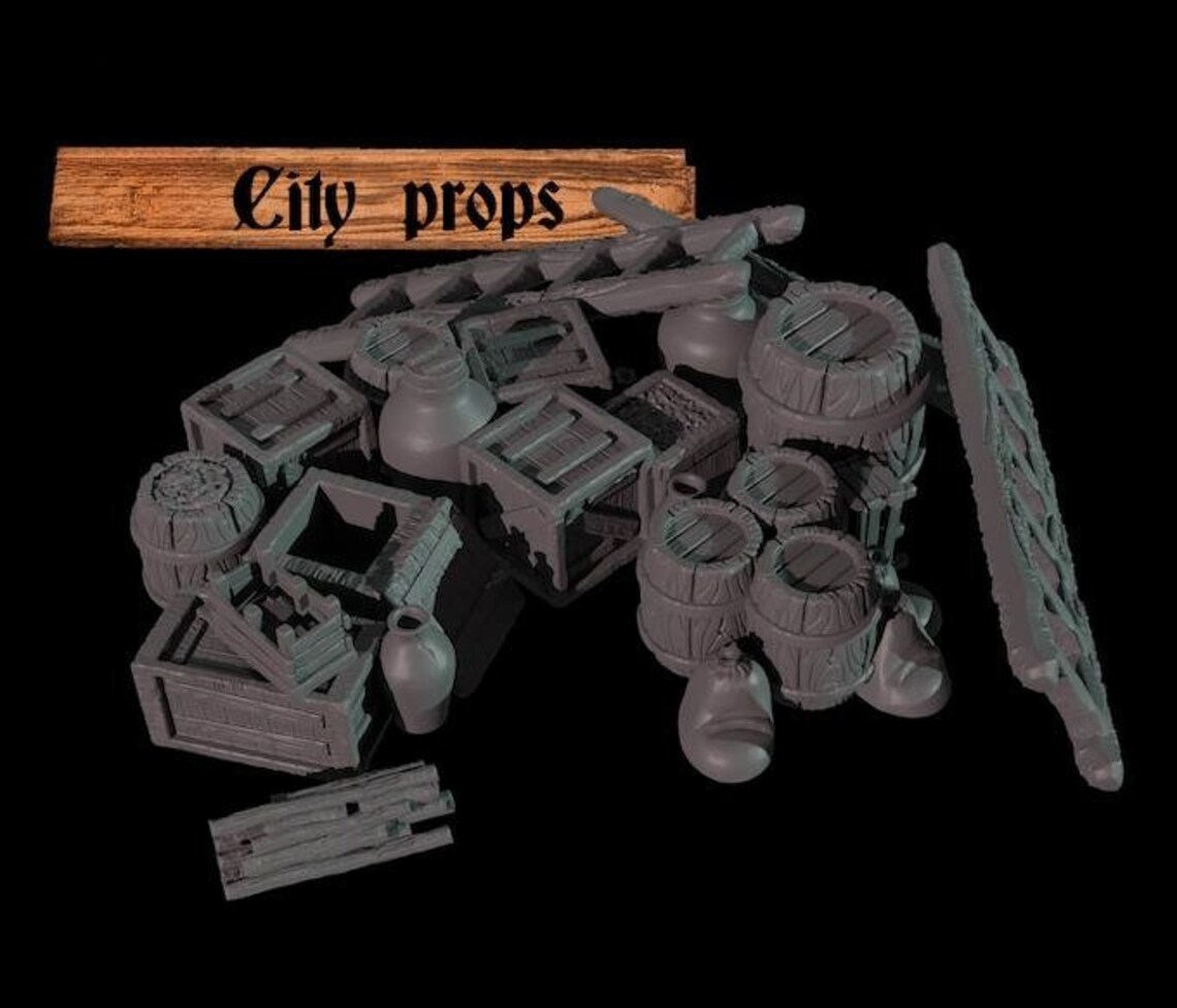 City Props Miniatures Terrain 3D Printed 4K 28mm/32mm D&D - Etsy