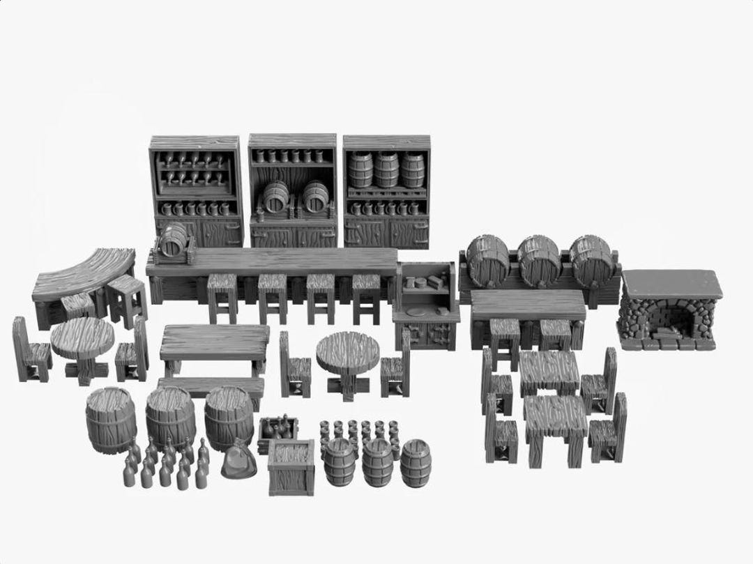 Tavern Bar | Miniatures Terrain | 3D Printed 8K | 28mm/32mm D&D - Etsy