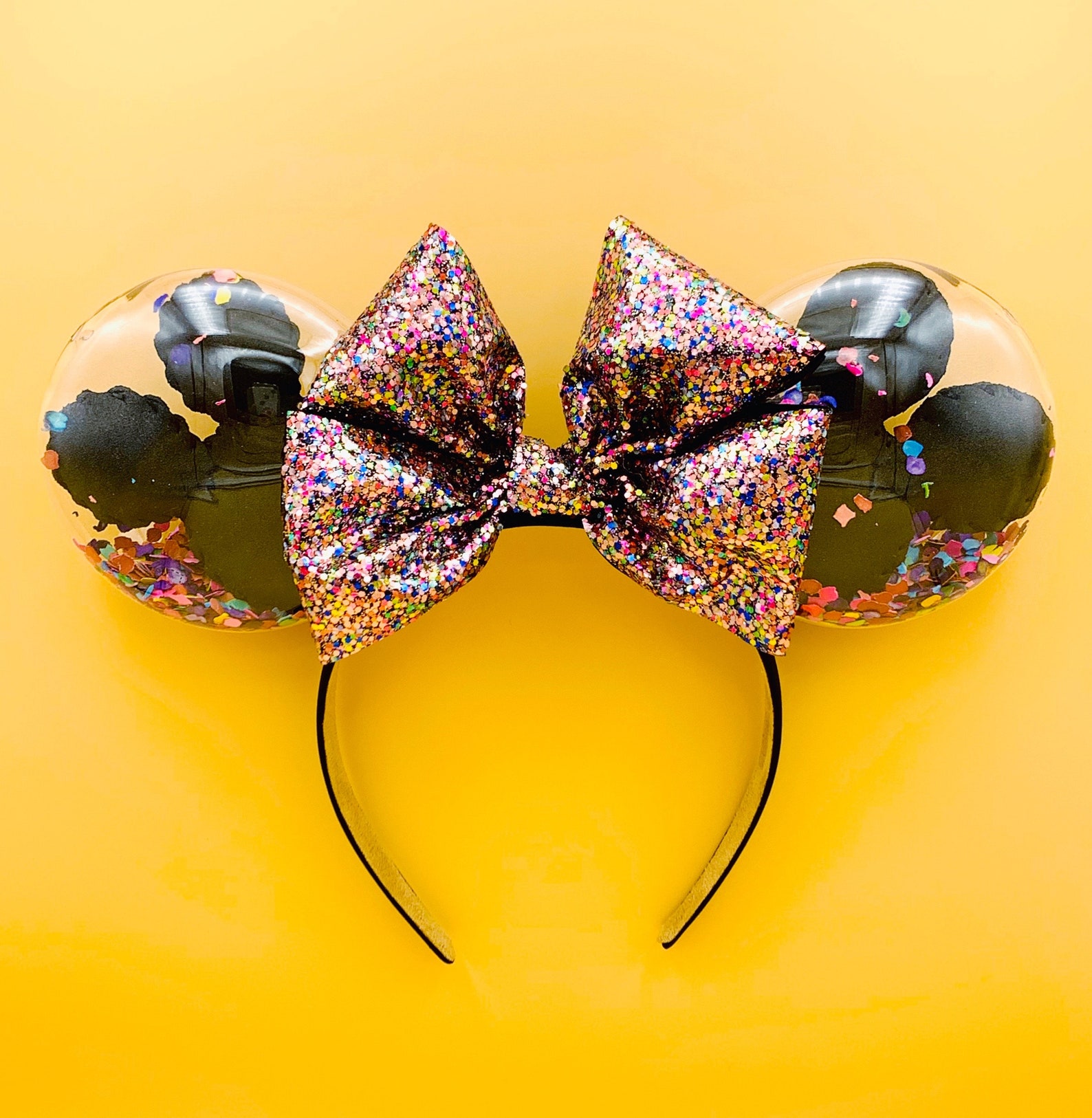 Mickey Balloon Ears Black Confetti Sparkle - Etsy