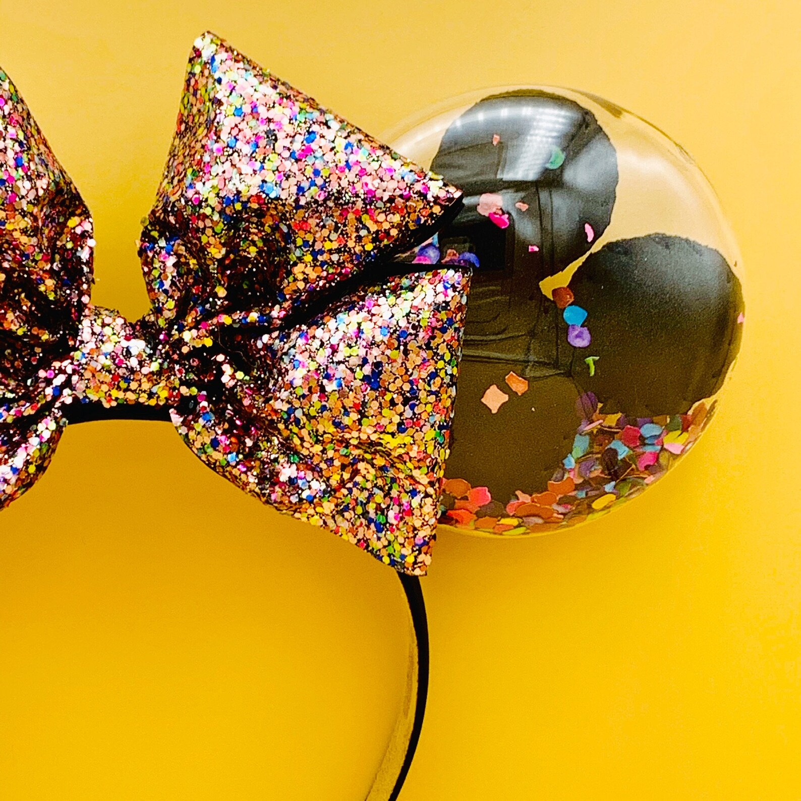 Mickey Balloon Ears Black Confetti Sparkle - Etsy