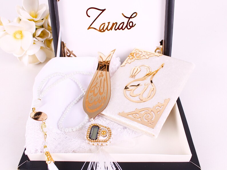 Personalized Islamic Gift Set, Dua Book Hijab Dhikr Counter Bookmark ...