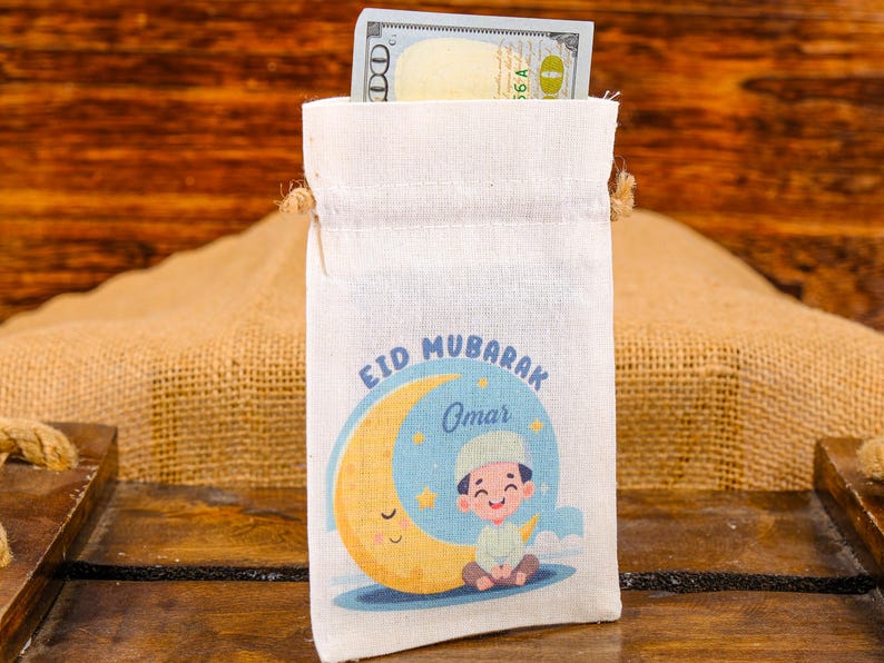 Personalized Eid Gift Bag for Kids - Custom Ramadan Favor Pouch ...