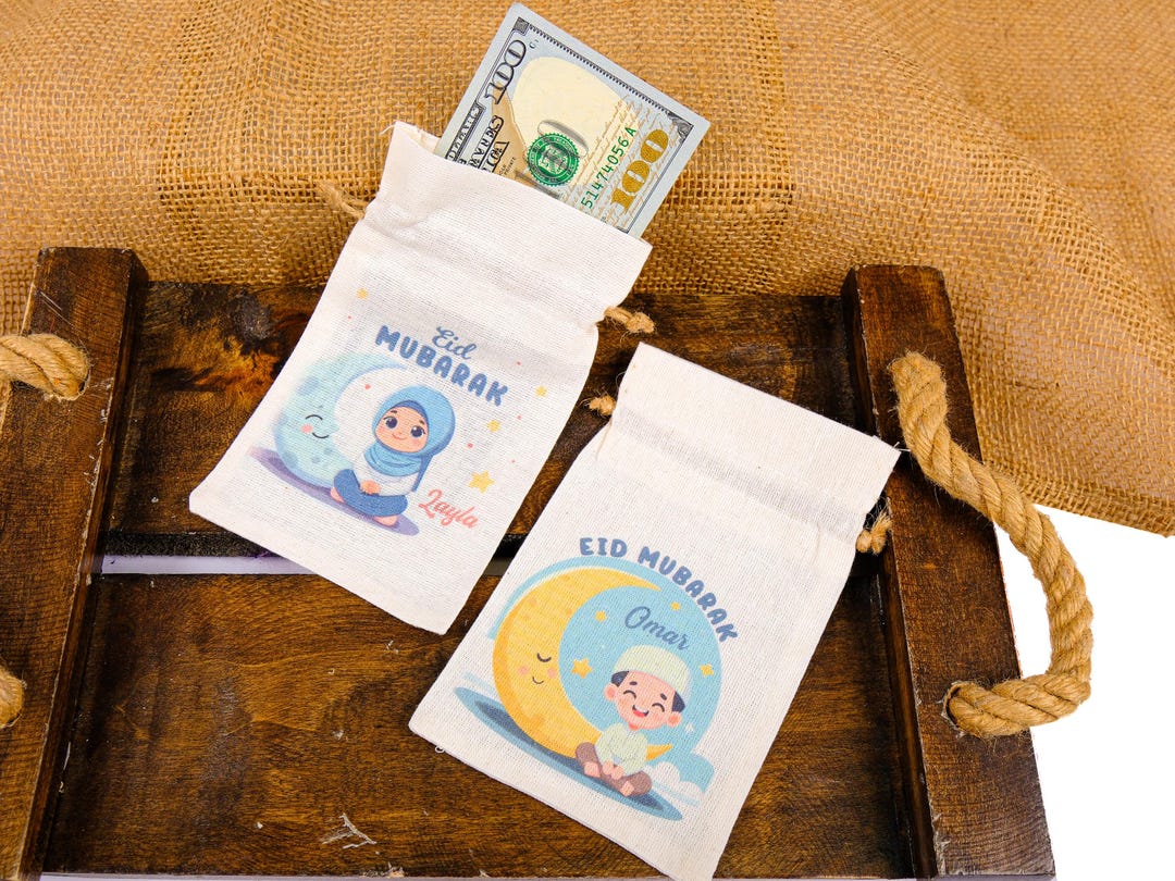 Personalized Eid Gift Bag for Kids - Custom Ramadan Favor Pouch ...