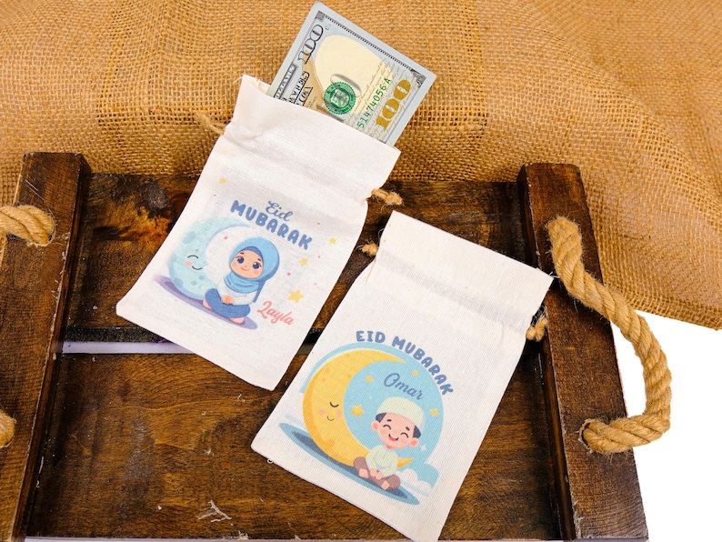 Personalized Eid Gift Bag for Kids - Custom Ramadan Favor Pouch ...