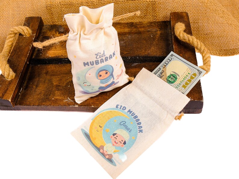 Personalized Eid Gift Bag for Kids - Custom Ramadan Favor Pouch ...