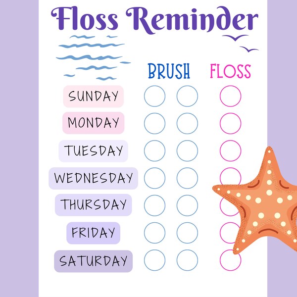 Brushing and Flossing Chart - Etsy