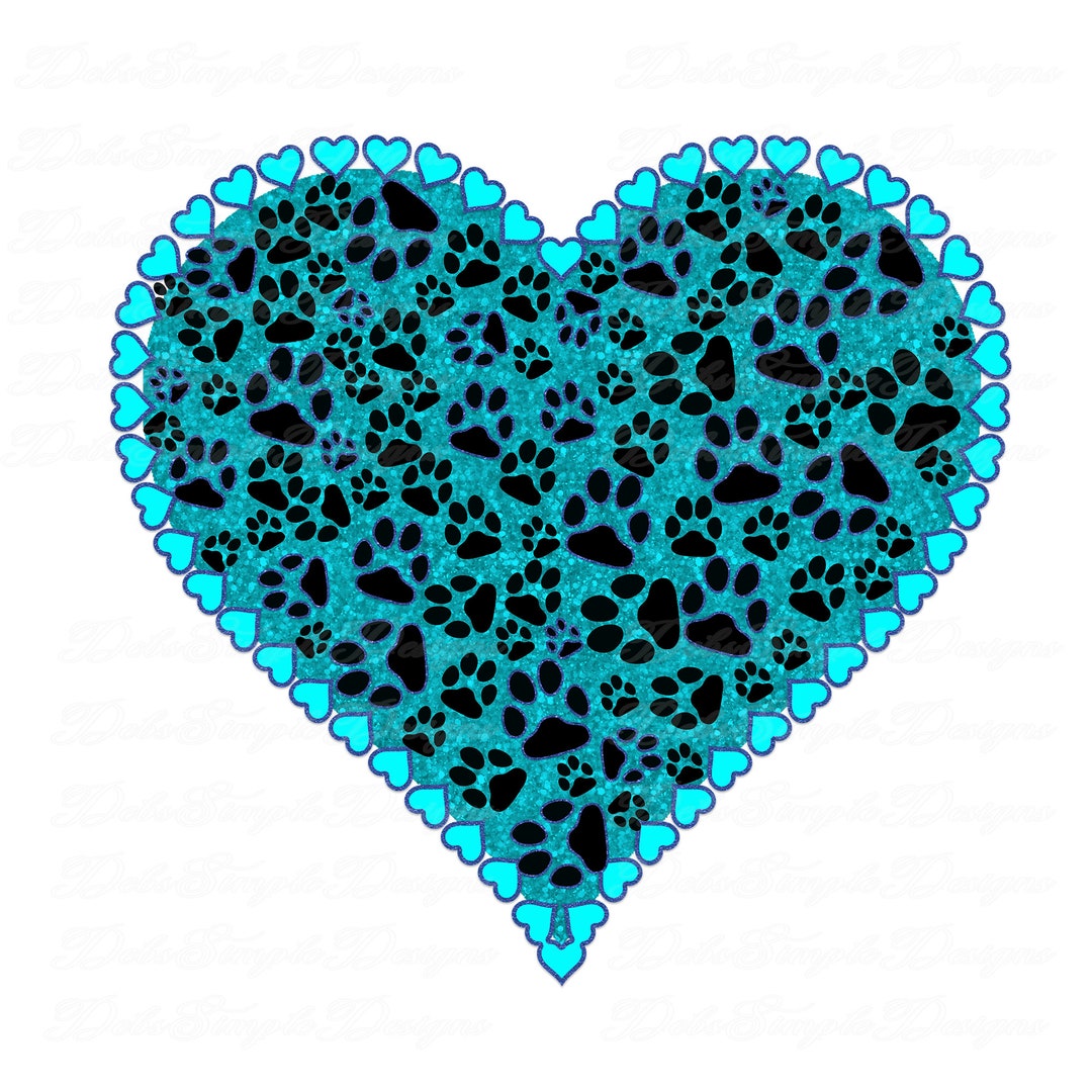 Blue Heart With Pawprints - Etsy