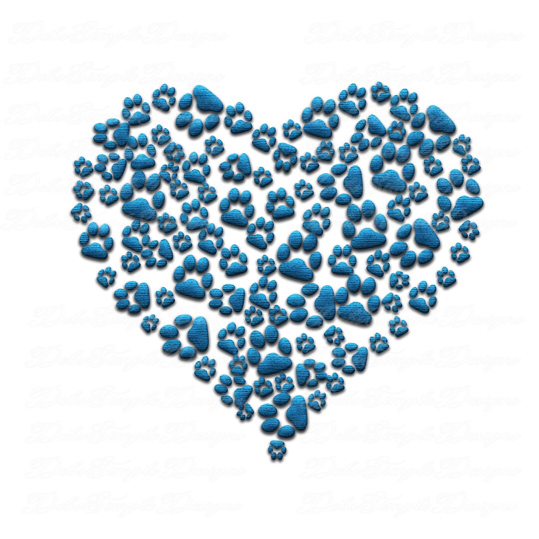 Blue Heart With Paw Prints - Etsy