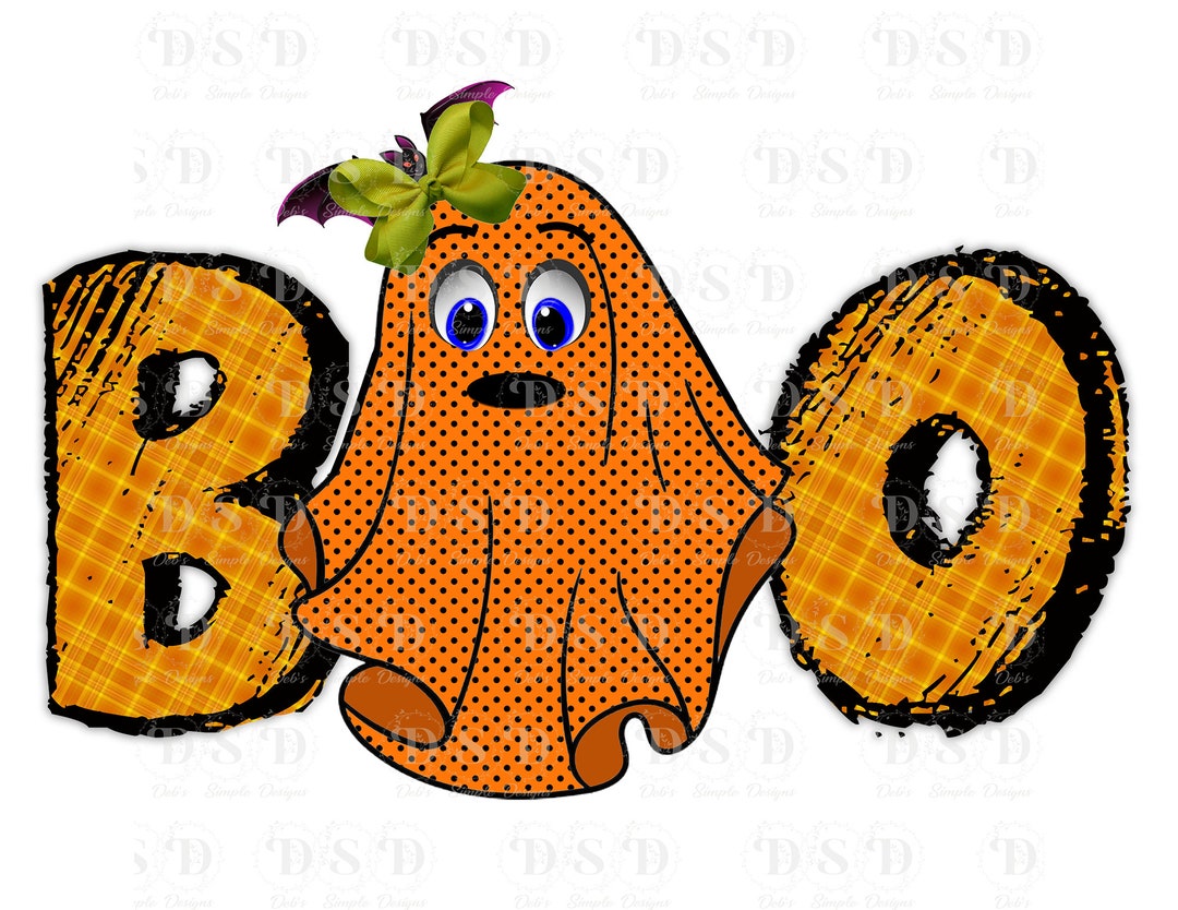 Halloween - BOO Ghost With Plaid and Bat Hairbow - Etsy