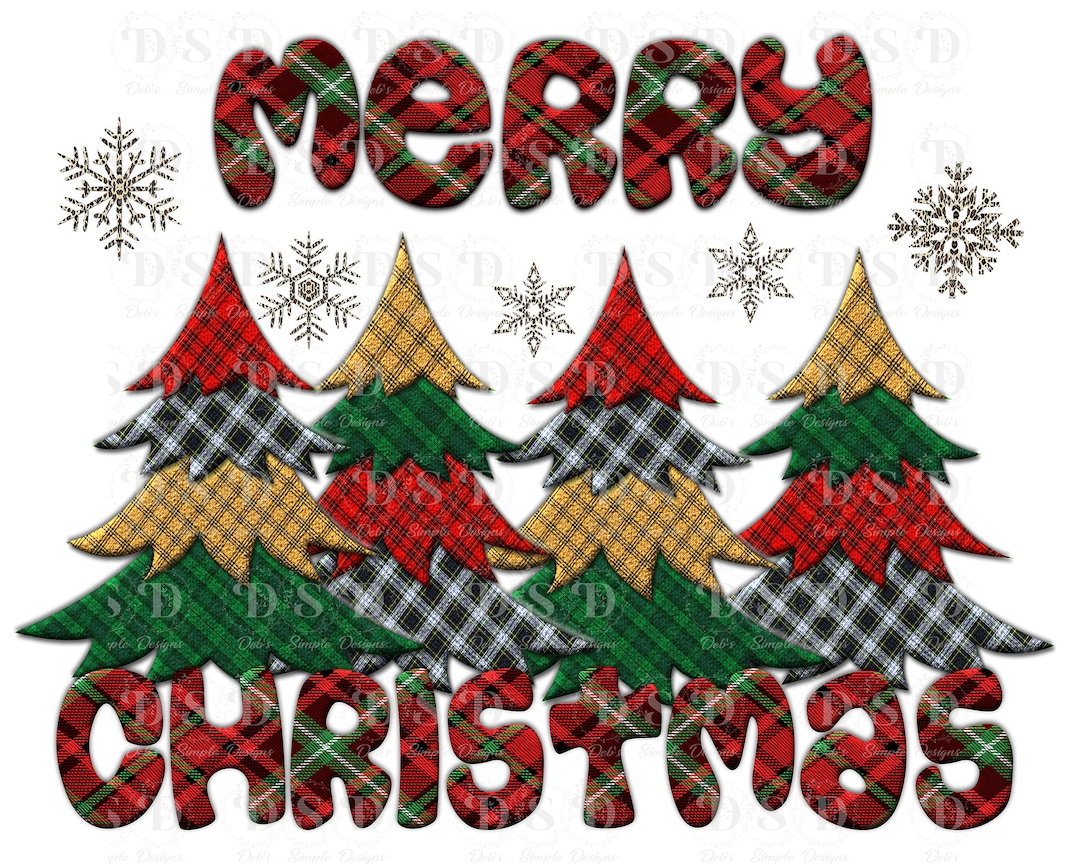 Merry Christmas Plaid Trees With Plaid Letters - Etsy