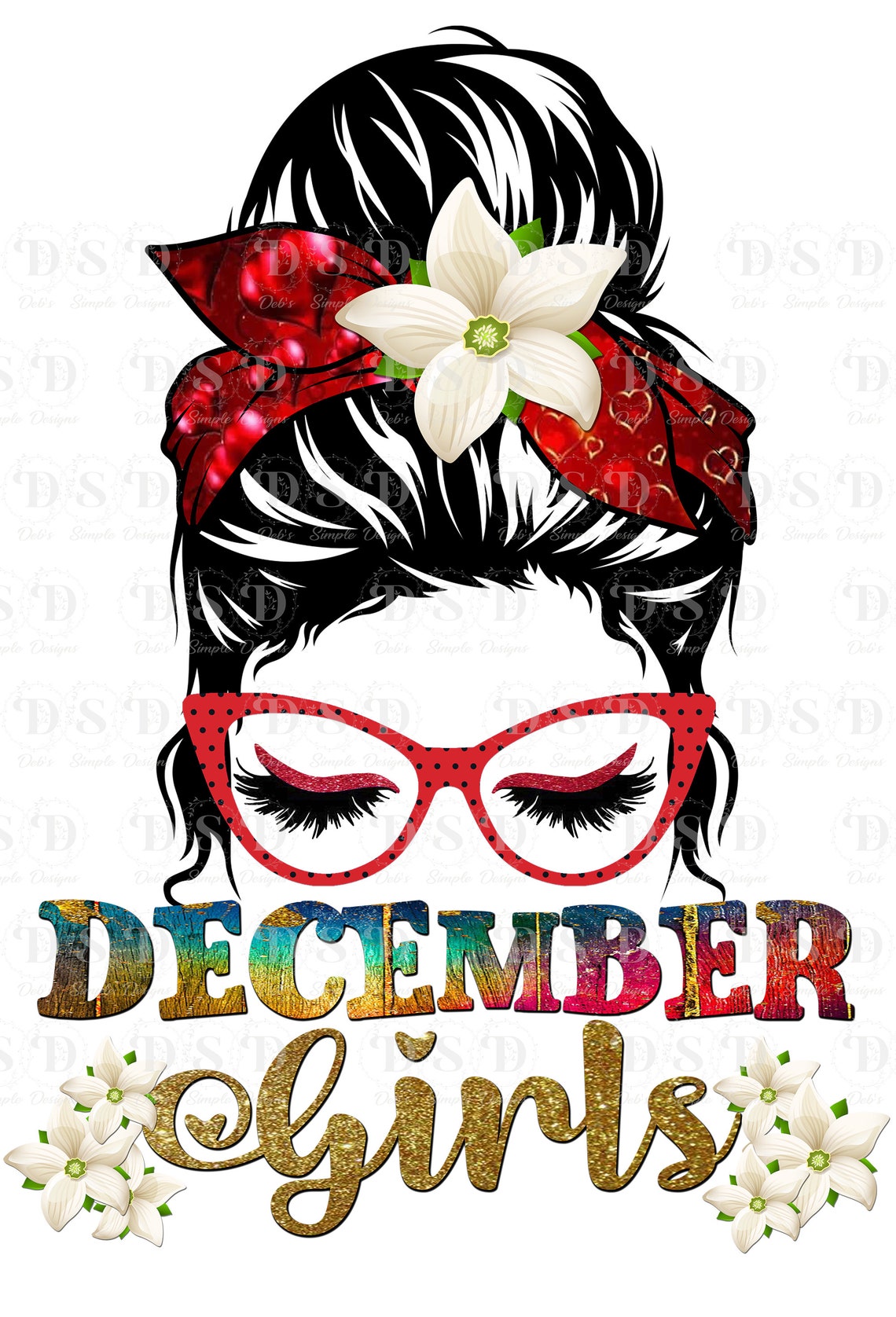 December Birthday Girls in Red, Messy Bun, Mom Bun - Plural - Etsy