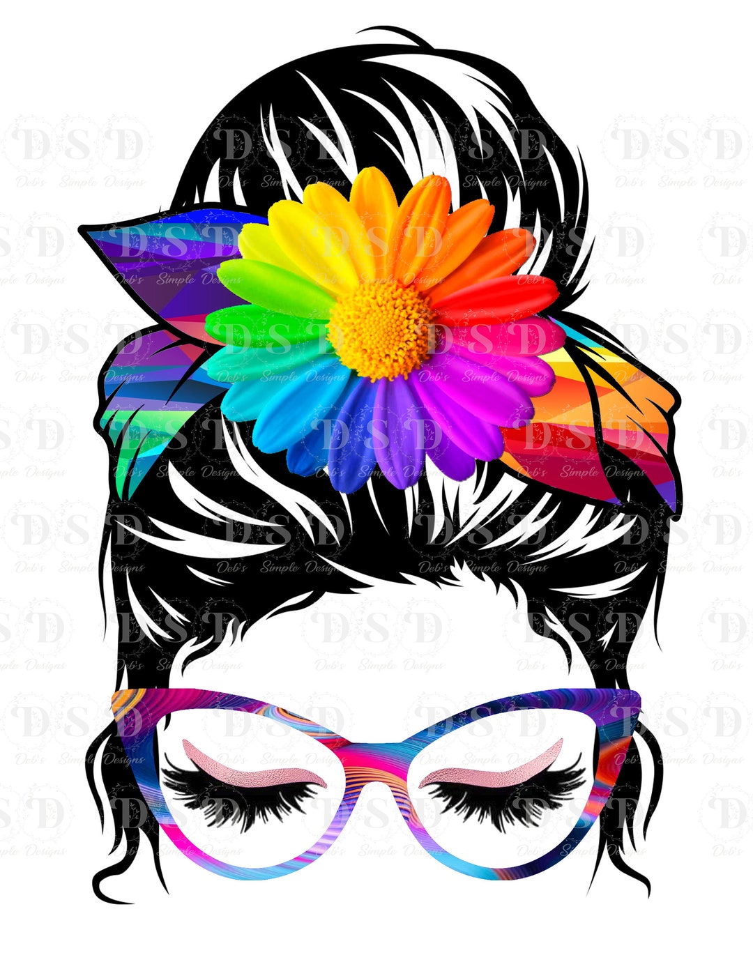 Colorful, Messy Bun, Mom Bun - Etsy