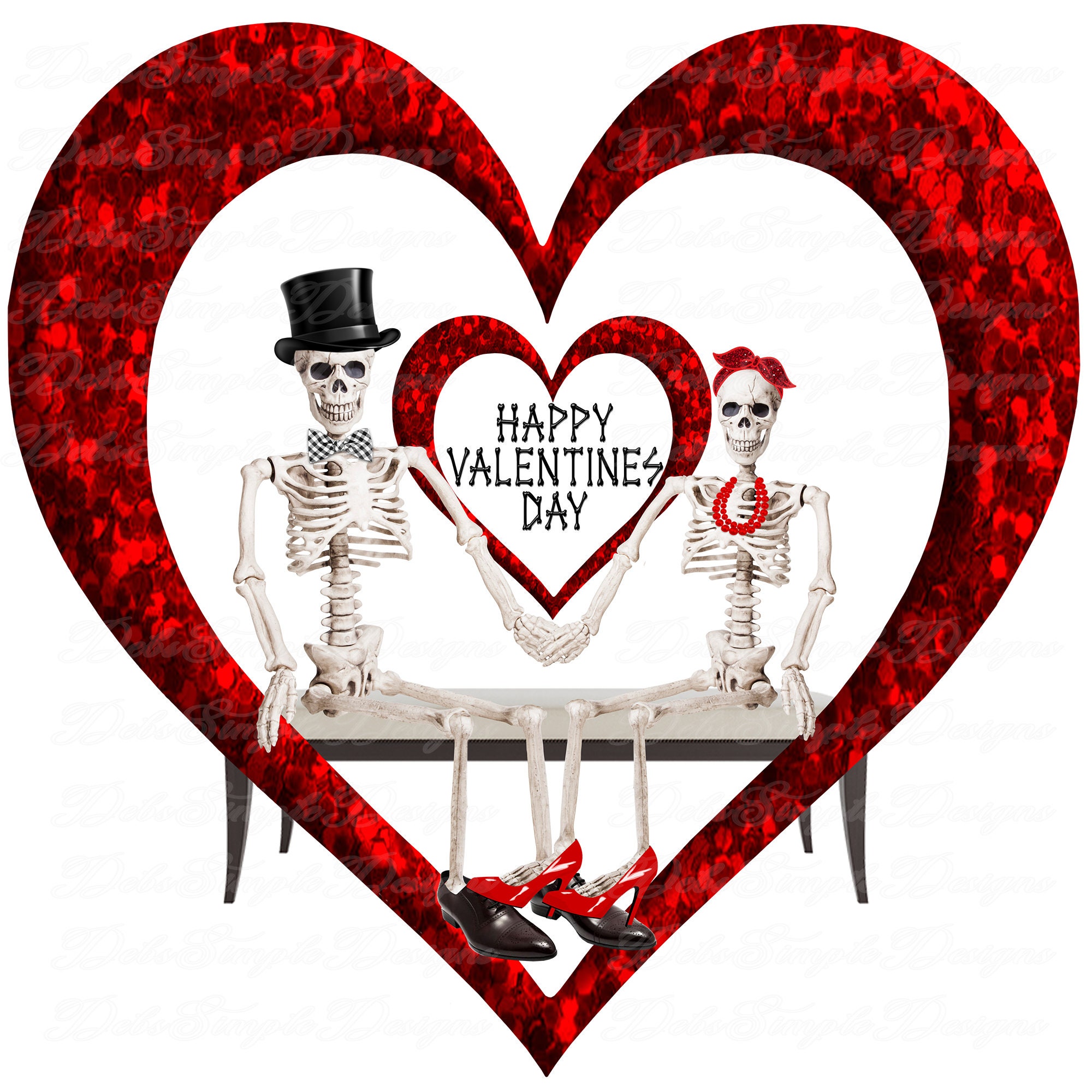 Valentines Heart - Skeletons Dressed Up - Etsy
