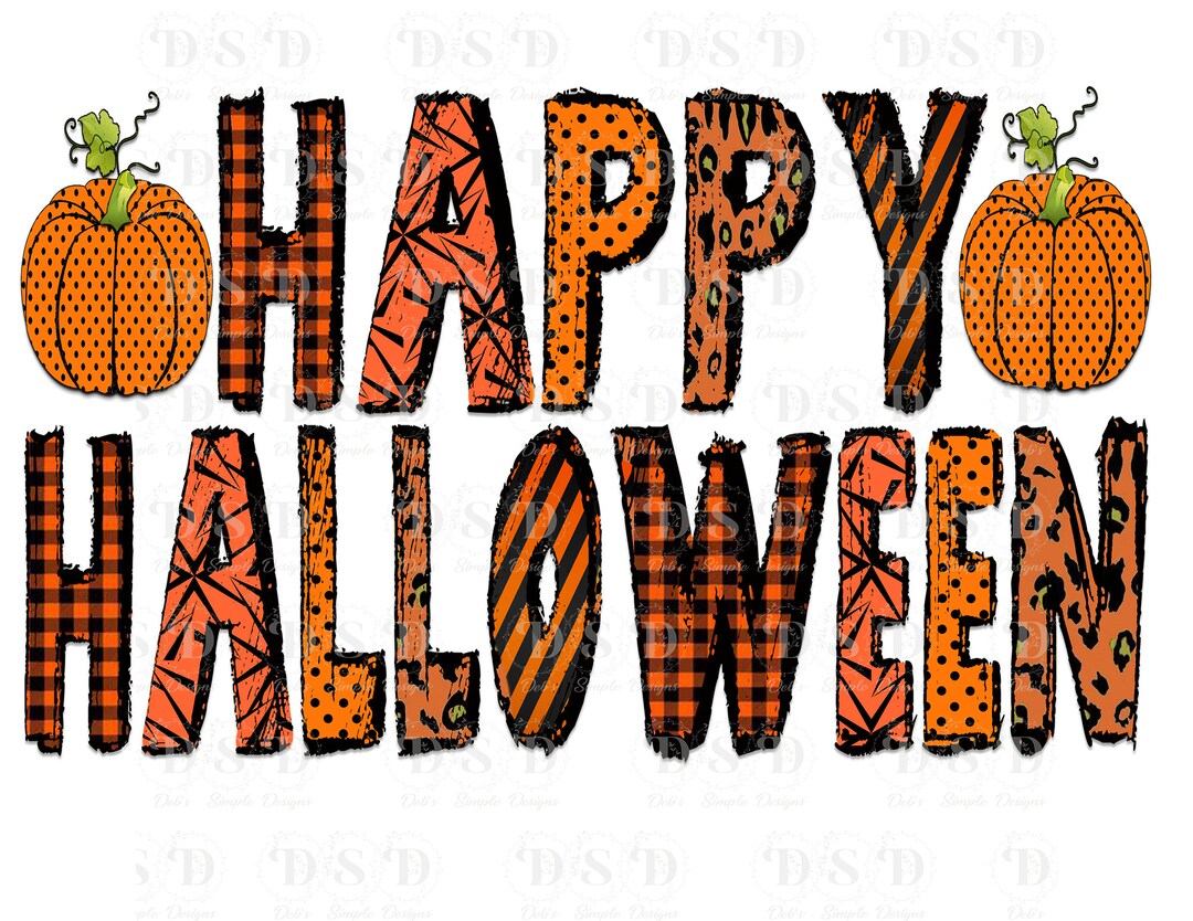 Happy Halloween - Orange Patterns With Polka Dot Pumpkins - Etsy