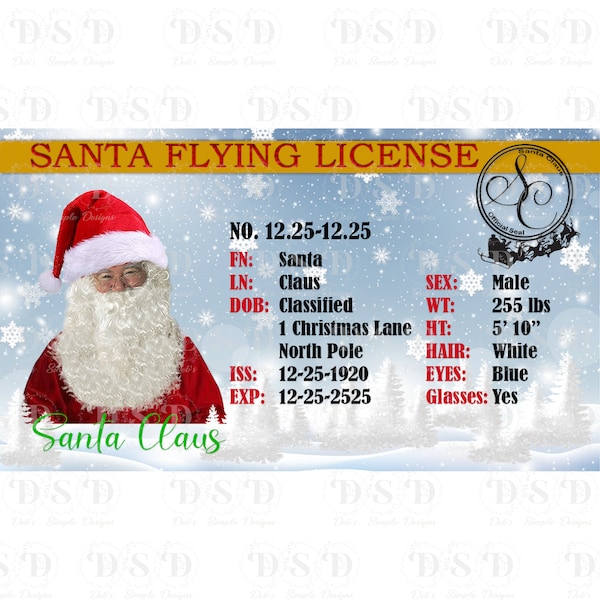 Santa Drivers License Svg - Etsy