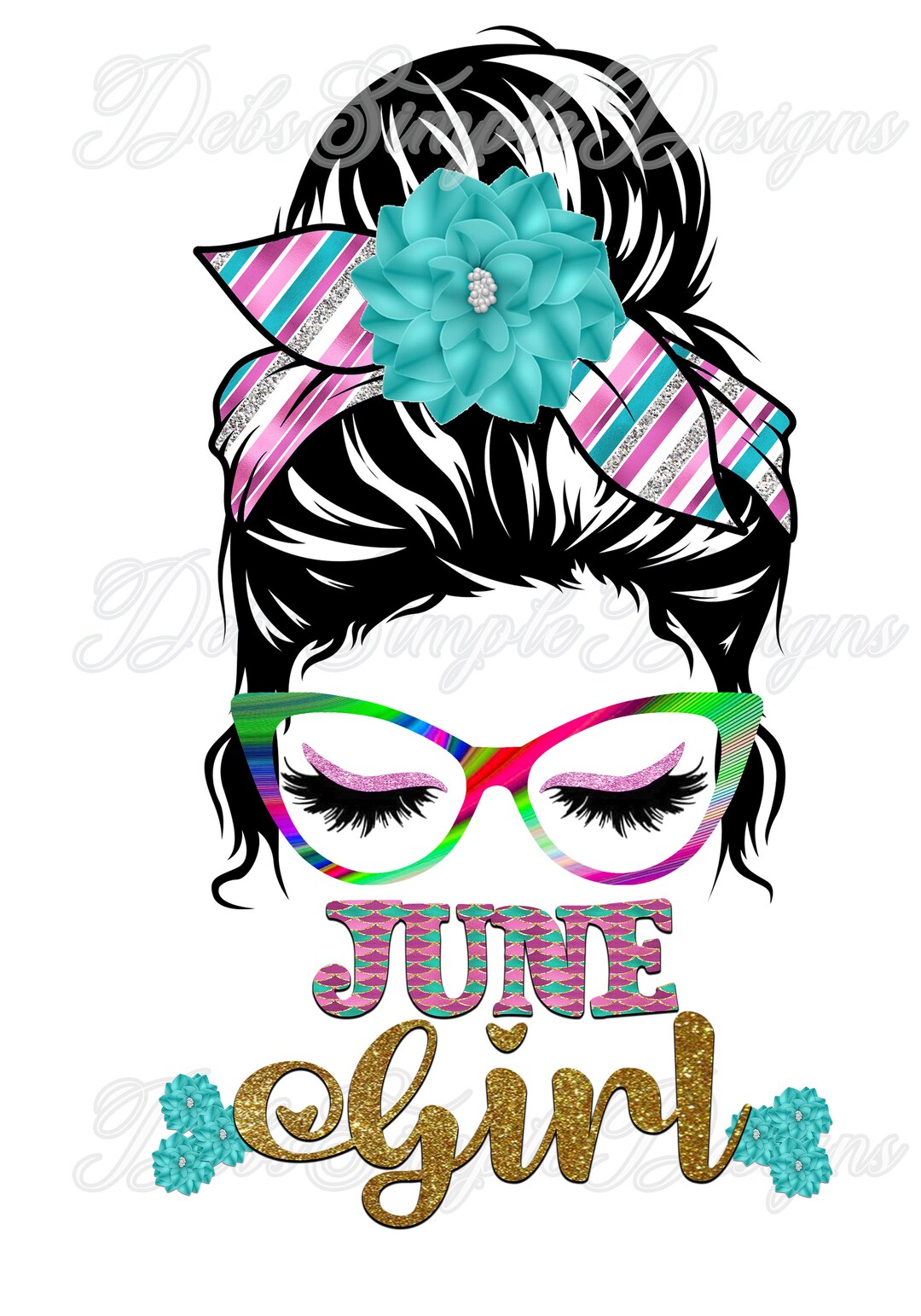 June Birthday Girl, Messy Bun, Mom Bun - Etsy
